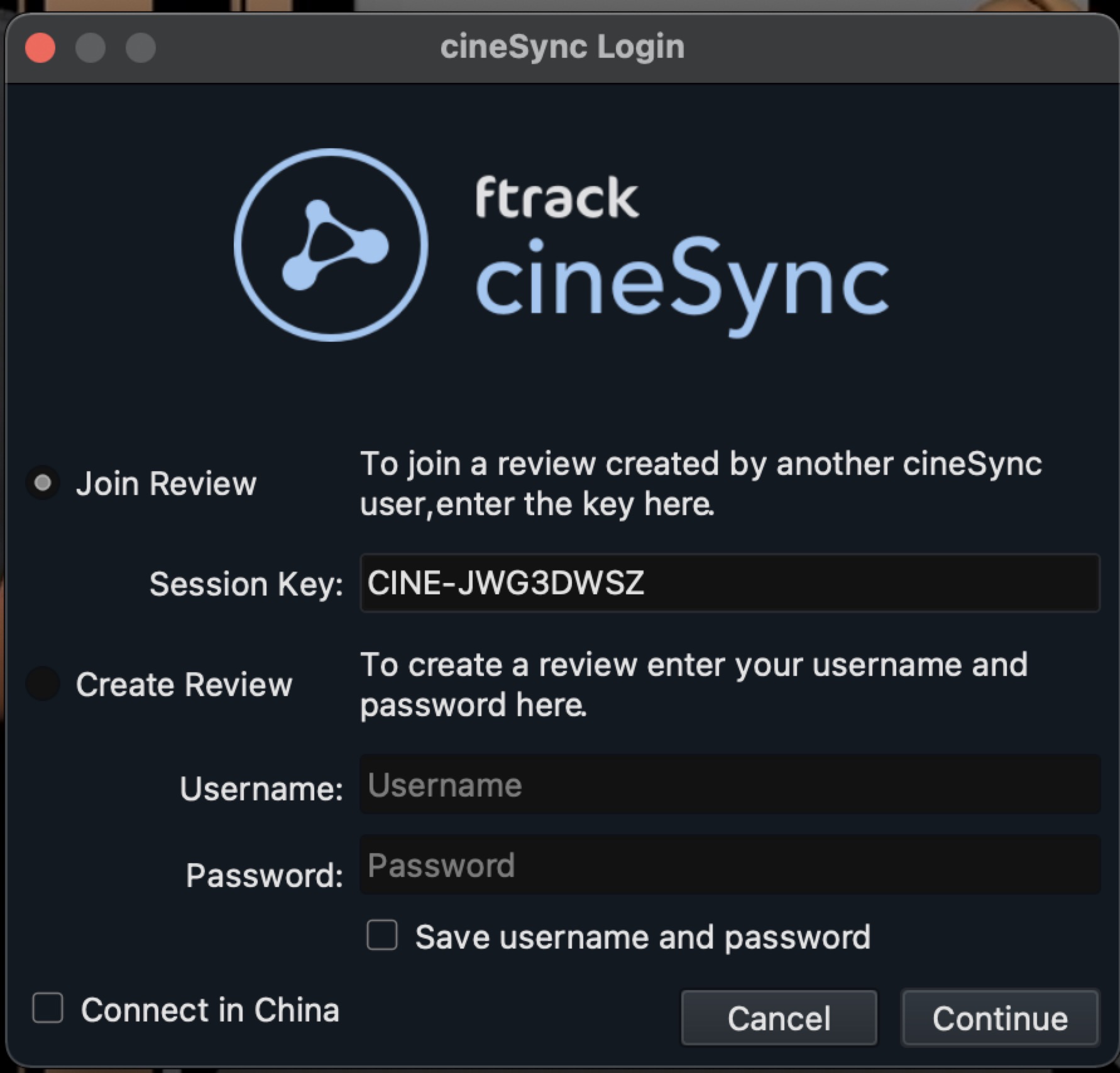 Joining a Sync Review Session – cineSync