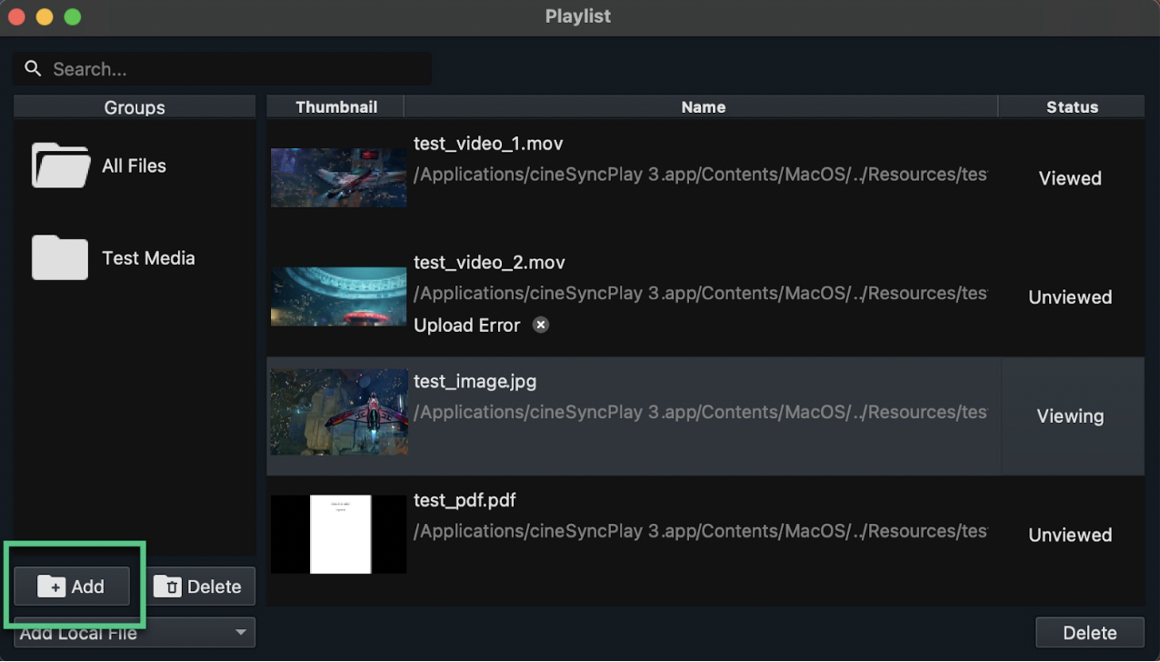 Creating a Playlist – cineSync